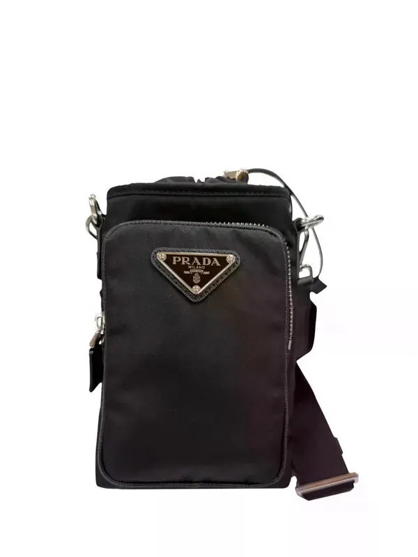 Prada 2013-2026 Saffiano Trimmed Re Nylon Smartphone Case Crossbody Bag - Black
