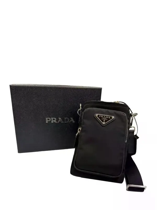 Prada 2013-2026 Saffiano Trimmed Re Nylon Smartphone Case Crossbody Bag