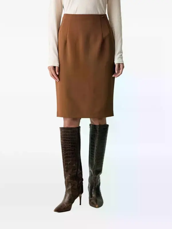 FRACOMINA Dart-detail Pencil Midi Skirt - Brown