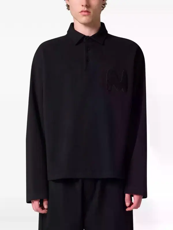 MSGM Logo-patch Long-sleeve Polo Shirt