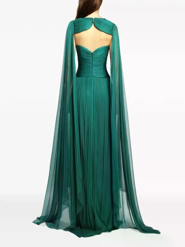 CRISTALLINI Nova Cape-detail Pleated Maxi Dress