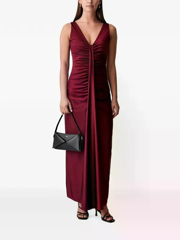 FRACOMINA Ruched V-neck Maxi Dress