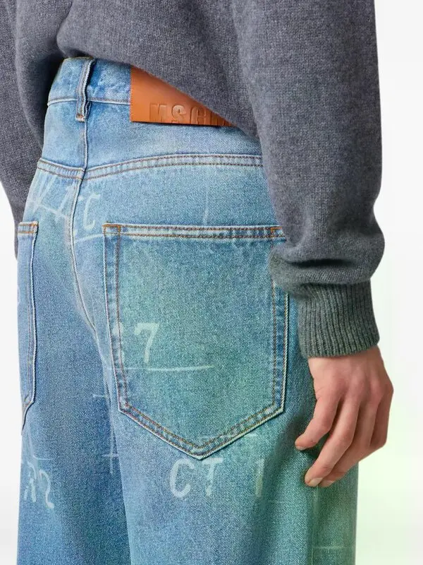 MSGM Graphic-print Straight-leg Jeans