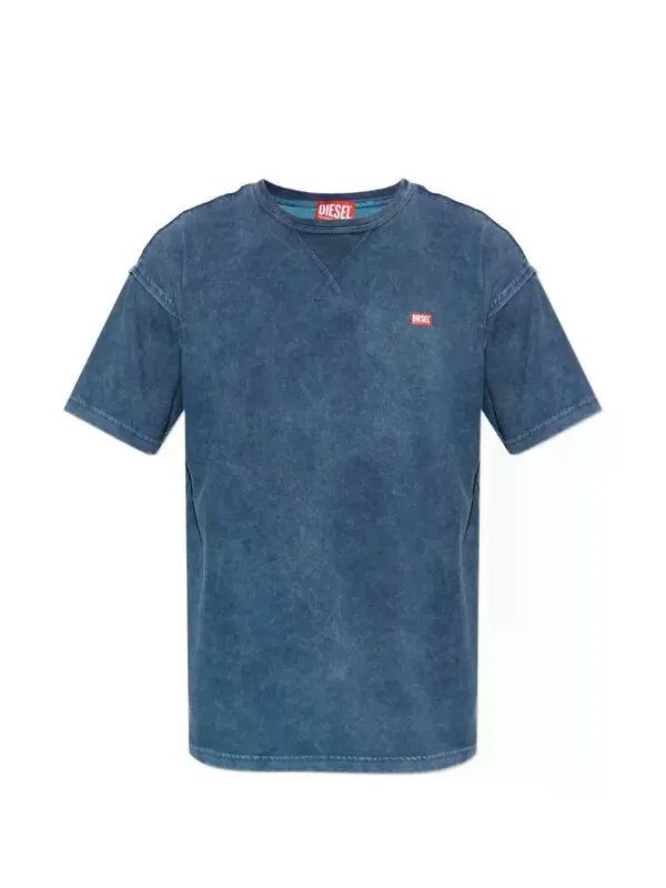 DIESEL® Acid-wash T-shirt With Frayed Details - Blue