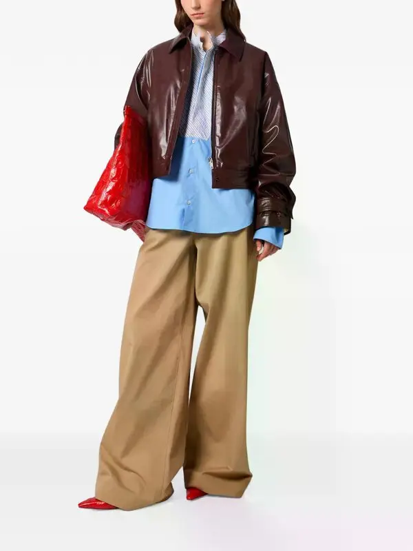 MSGM Logo Patch Wide-leg Trousers