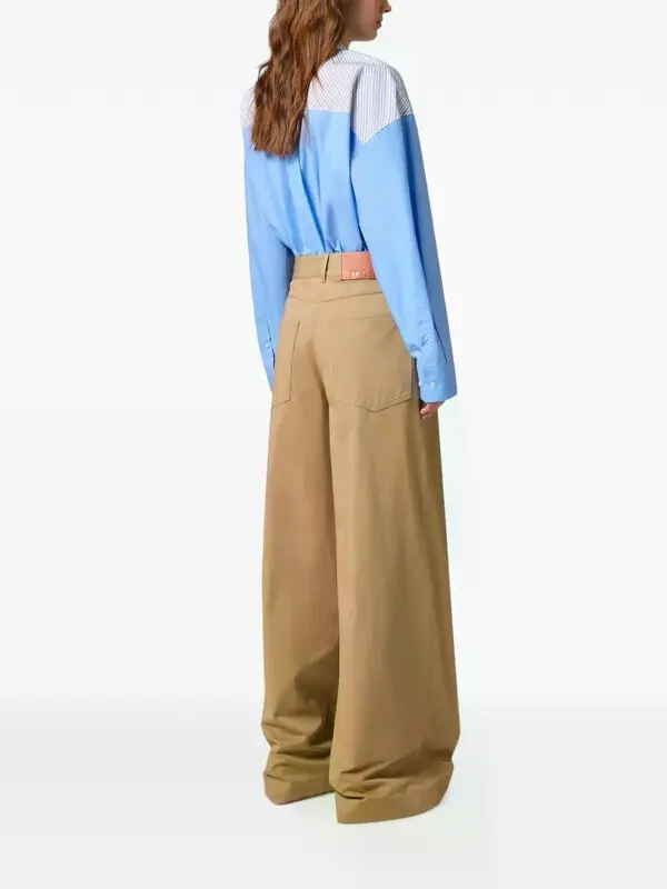 MSGM Logo Patch Wide-leg Trousers