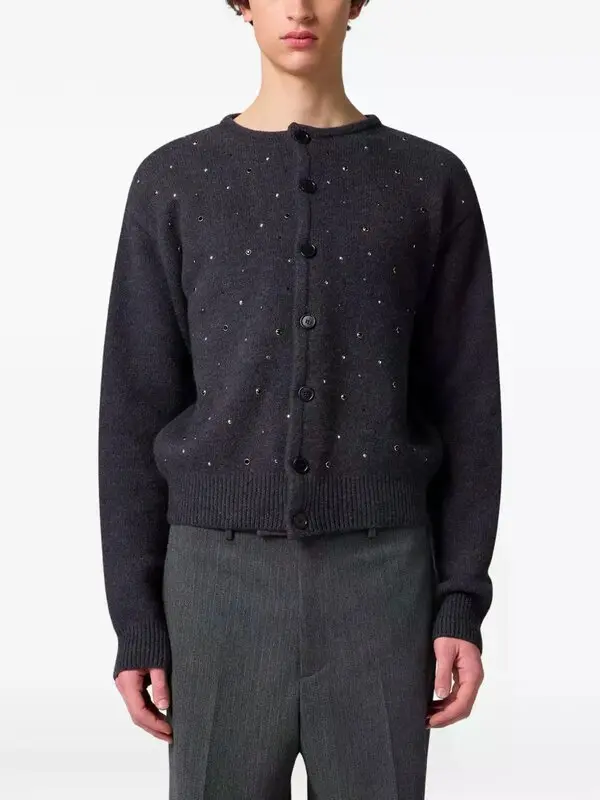 MSGM Crystal-embellished Eyelet Cardigan