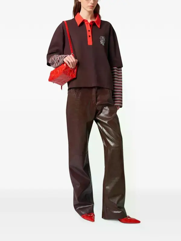 MSGM Logo-patch Wide-leg Trousers - Brown