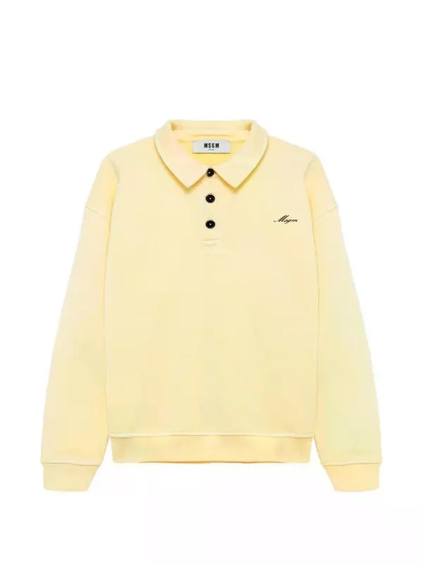 MSGM Logo-embroidered Polo Top - Yellow