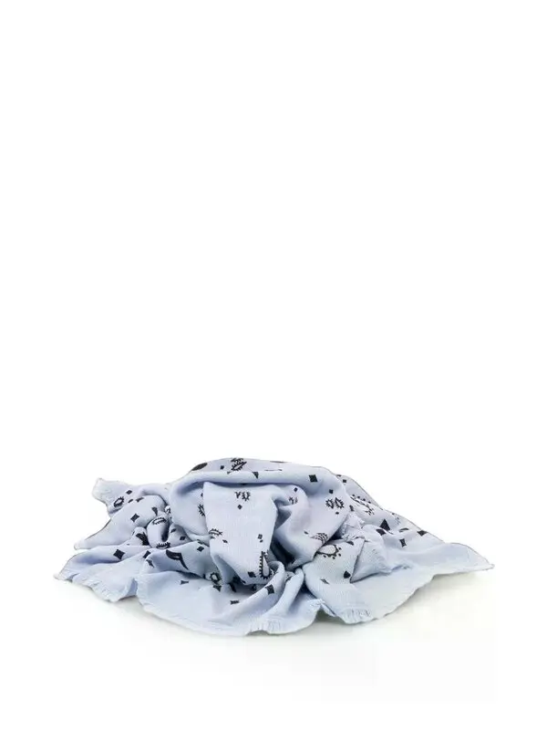 KUJTEN Bandana-print Frayed Scarf - Blue