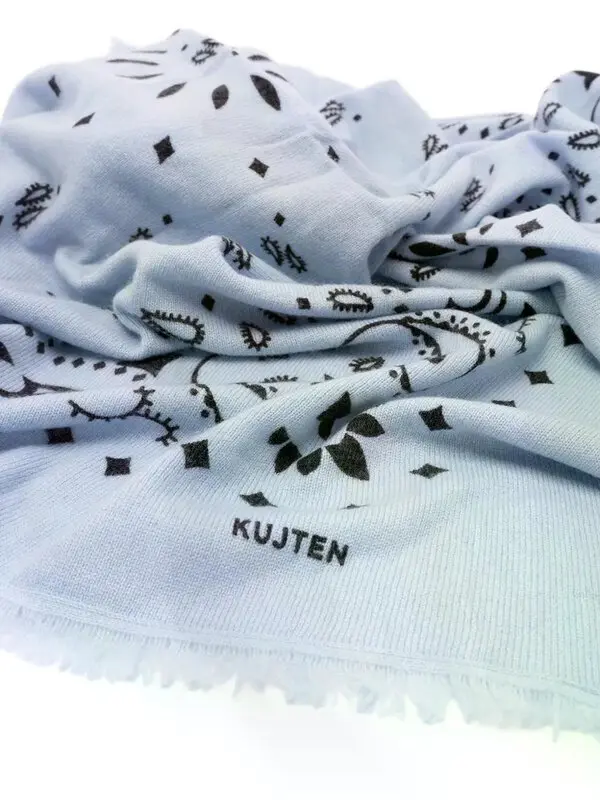 KUJTEN Bandana-print Frayed Scarf