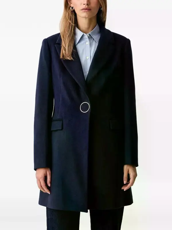 FRACOMINA Ring-detail Notched-lapel Coat - Blue
