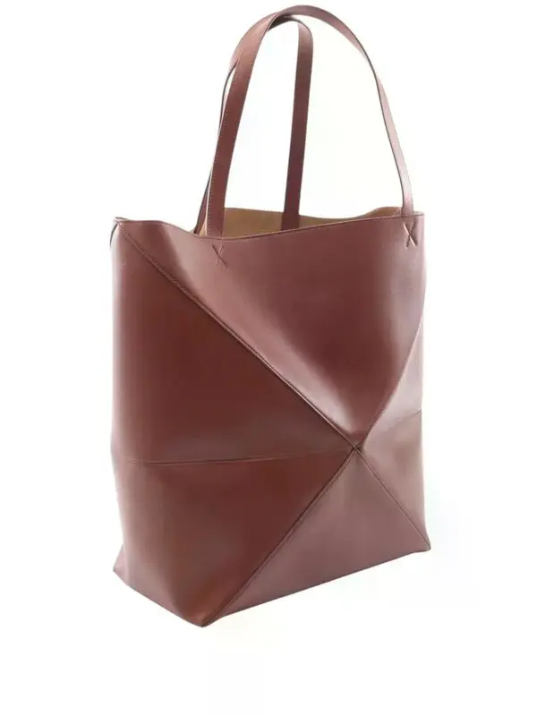 Loewe 2010-2026 Large Calfskin Puzzle Fold Tote Bag - Brown