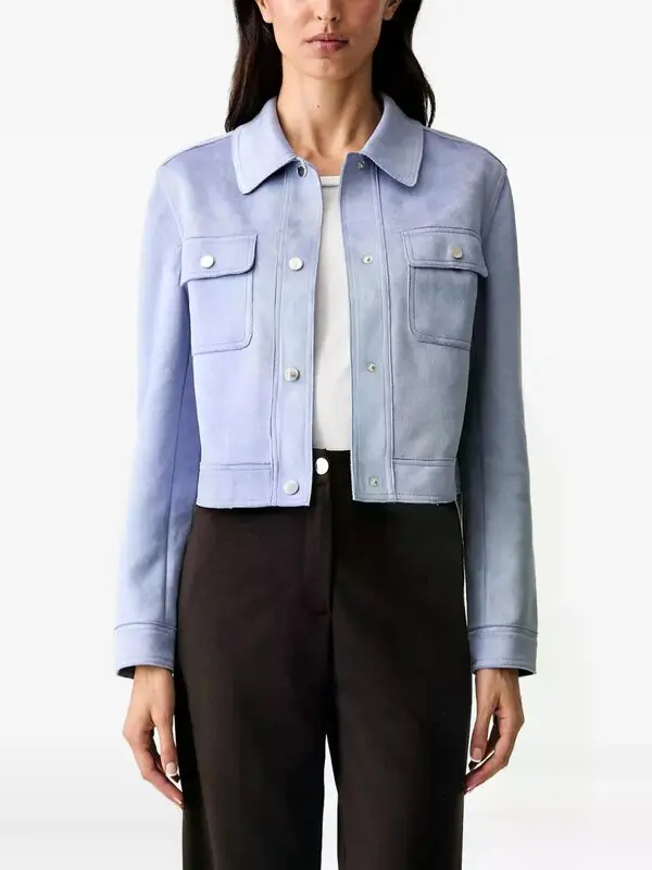 MORGAN Flap-pocket Cropped Jacket - Blue