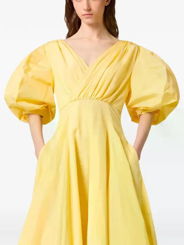 MSGM Balloon Sleeve Wrap Midi Dress