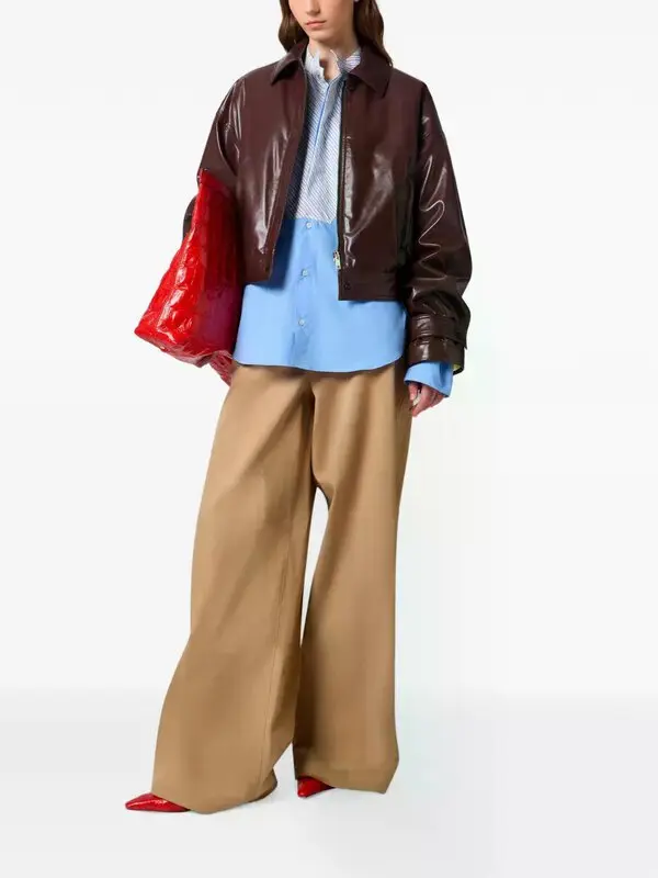 MSGM Cropped Jacket With Logo Patch