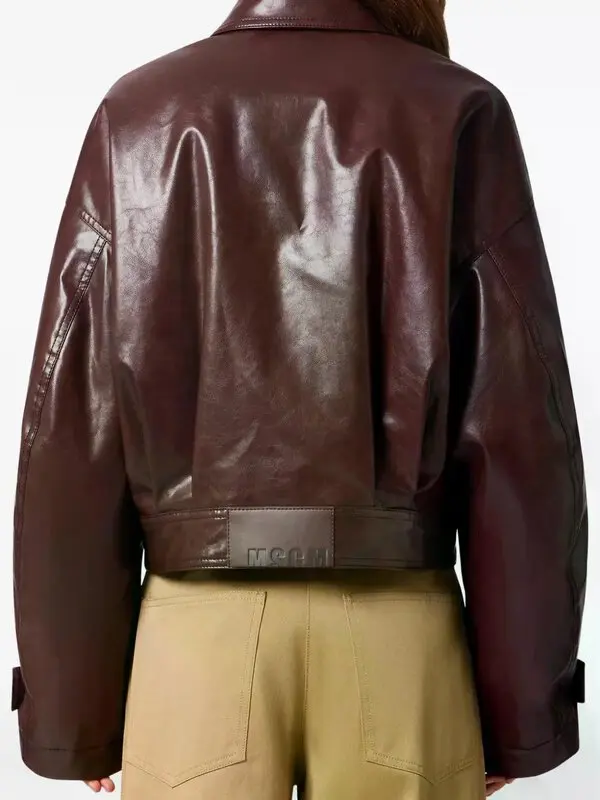 MSGM Cropped Jacket With Logo Patch