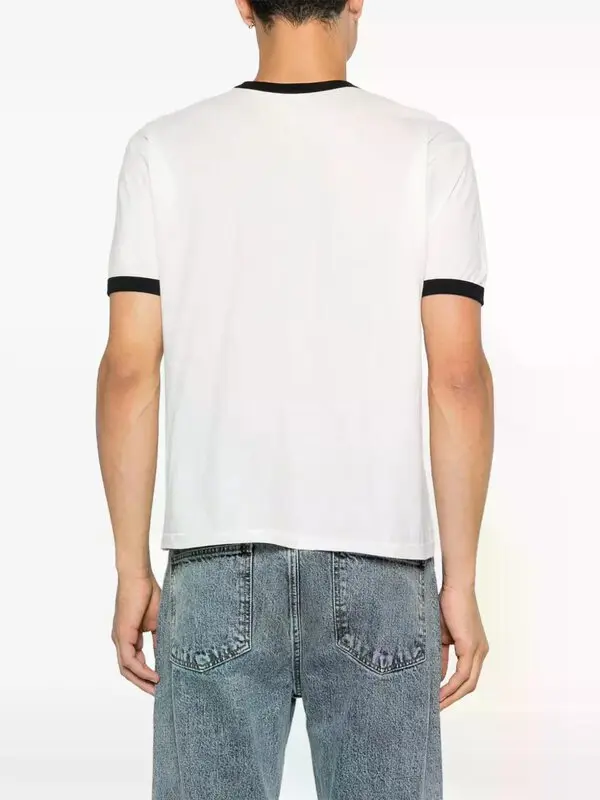 SECOND / LAYER Graphic-print Ringer T-shirt - White