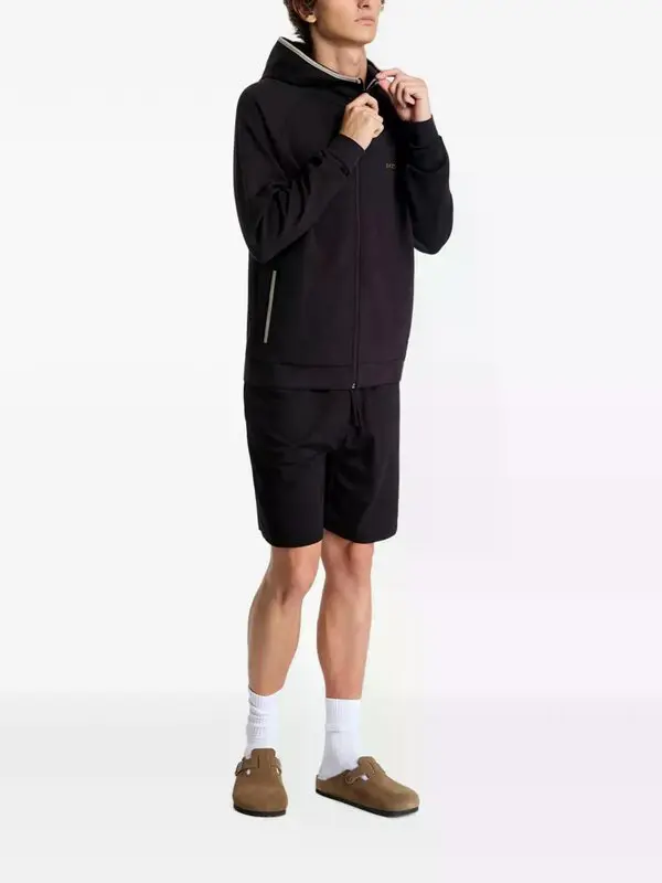 Hugo Cotton-blend Zip-up Hoodie With Contrast Binding