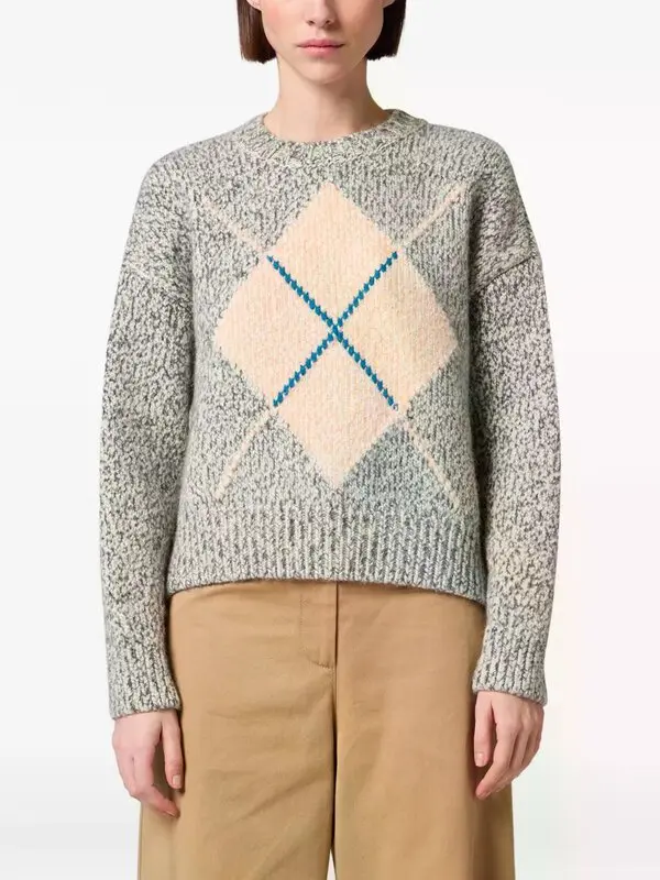 MSGM Argyle-pattern Marl-knit Sweater