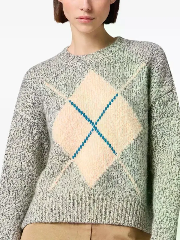 MSGM Argyle-pattern Marl-knit Sweater