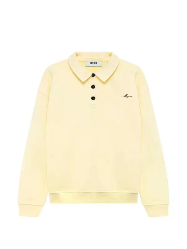 MSGM Logo-embroidered Polo-collar Sweater - Yellow