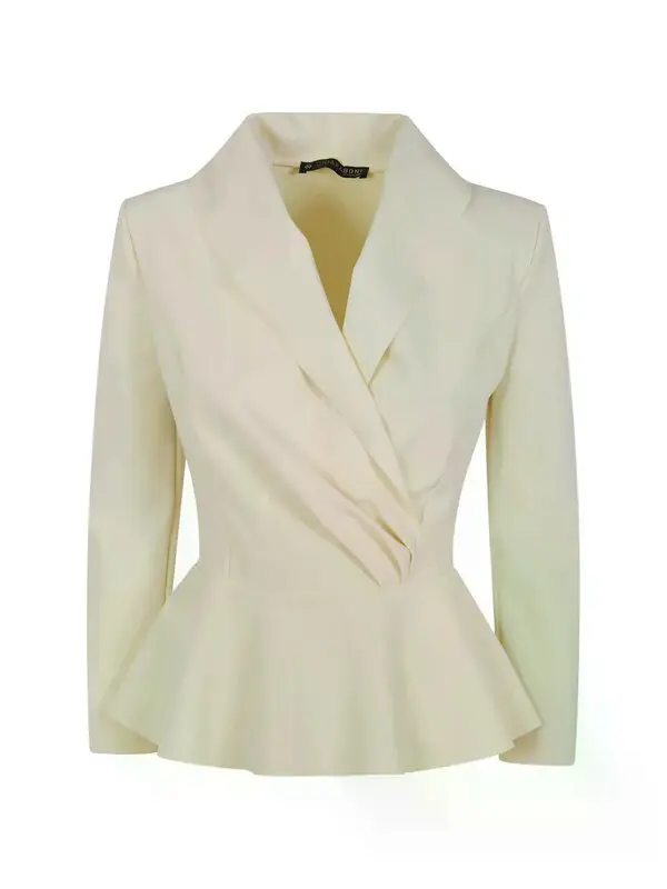 Chiara Boni La Petite Robe Peplum Wrap Top - Neutrals