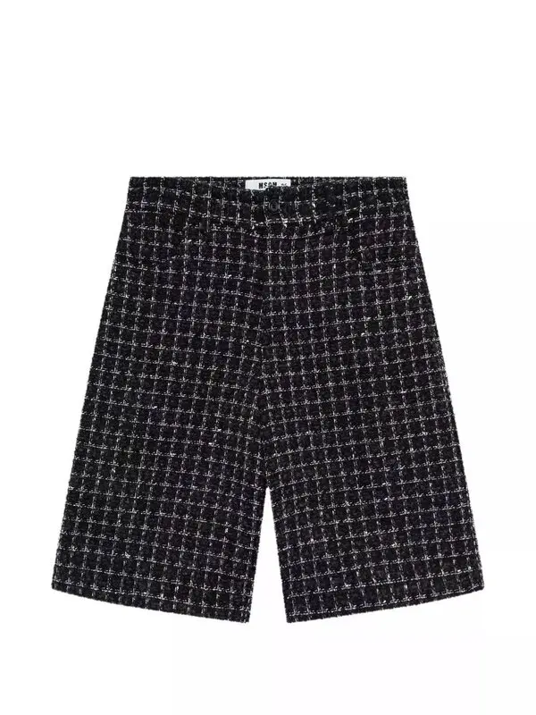 MSGM Tweed-check Tailored Shorts - Black