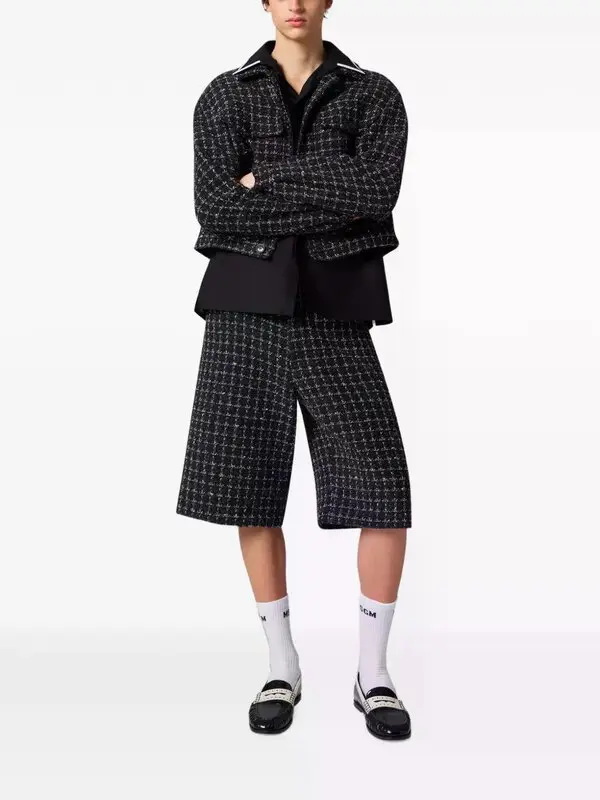 MSGM Tweed-check Tailored Shorts