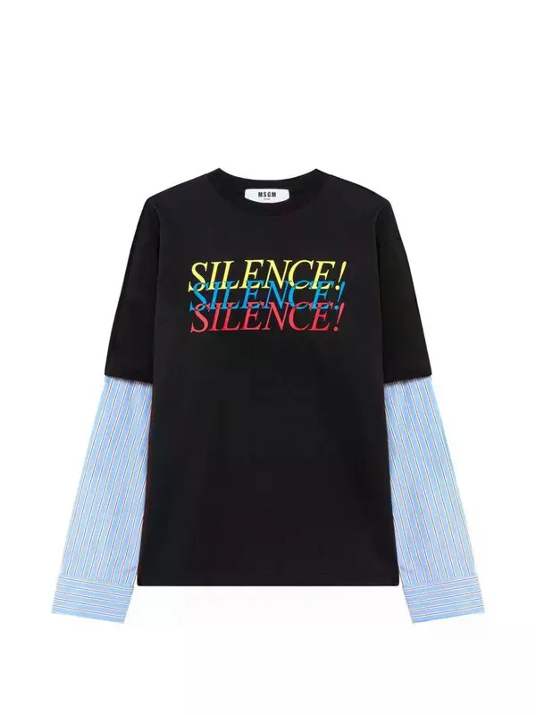 MSGM Layered Slogan-print T-shirt - Black