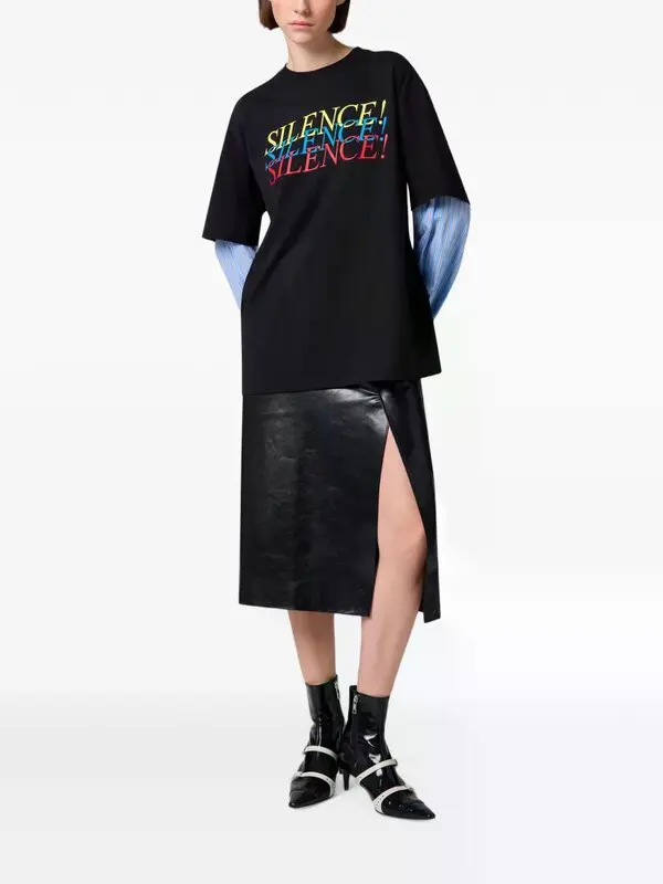 MSGM Layered Slogan-print T-shirt