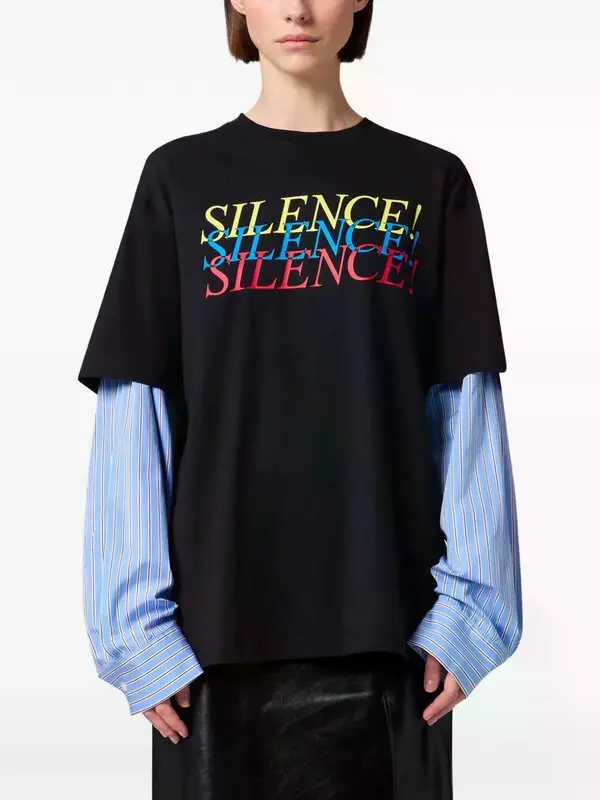 MSGM Layered Slogan-print T-shirt