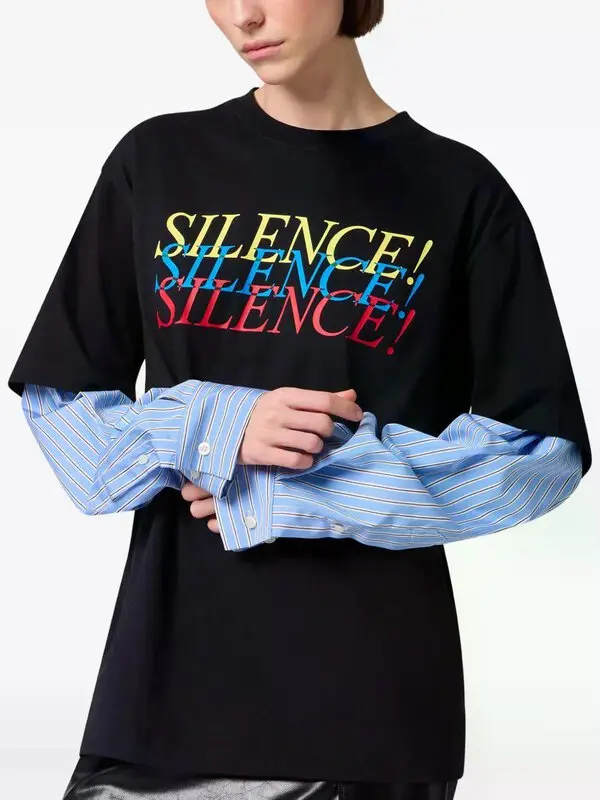 MSGM Layered Slogan-print T-shirt