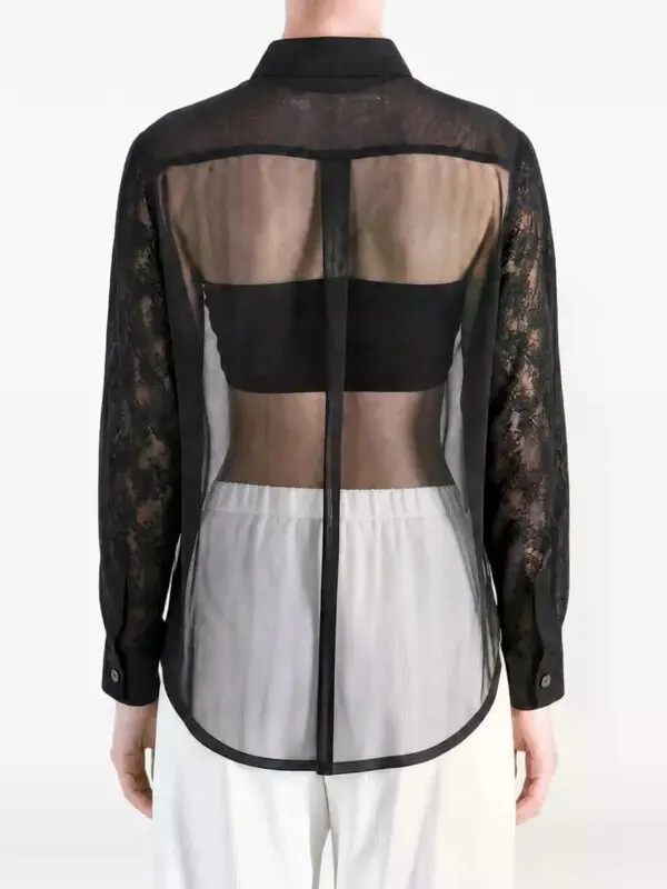 Comme Des Garçons Lace-sleeve Sheer Shirt