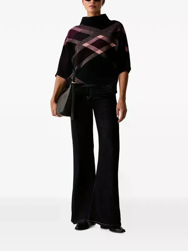 Joseph Ribkoff Plaid Funnel-neck Sweater