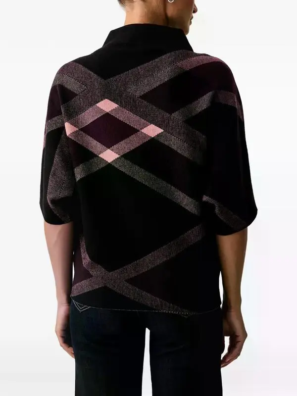 Joseph Ribkoff Plaid Funnel-neck Sweater