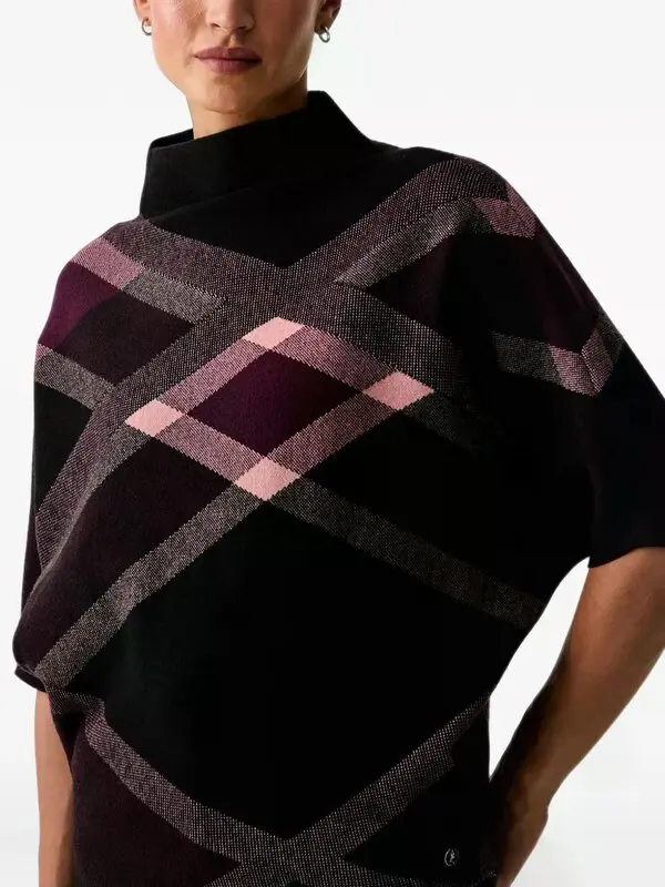 Joseph Ribkoff Plaid Funnel-neck Sweater