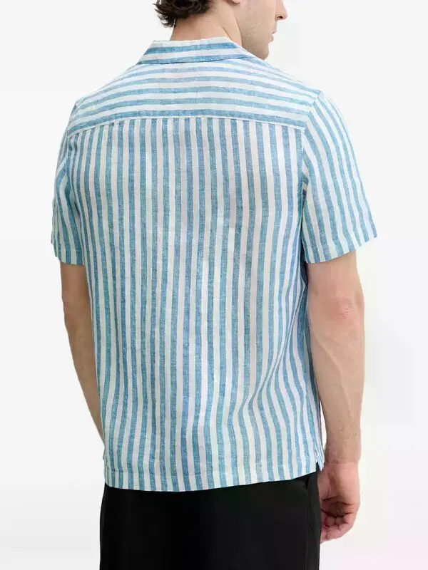 Michael Kors Striped Linen Camp Shirt