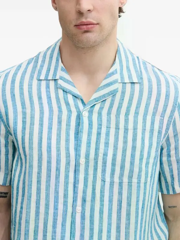 Michael Kors Striped Linen Camp Shirt