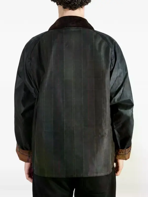 Barbour Tartan-panelled Waxed-cotton Jacket