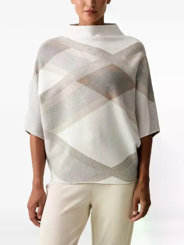 Joseph Ribkoff Checked High-neck Sweater - White