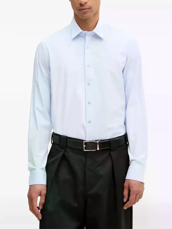 Michael Kors Logo-embroidered Long-sleeve Shirt - Blue