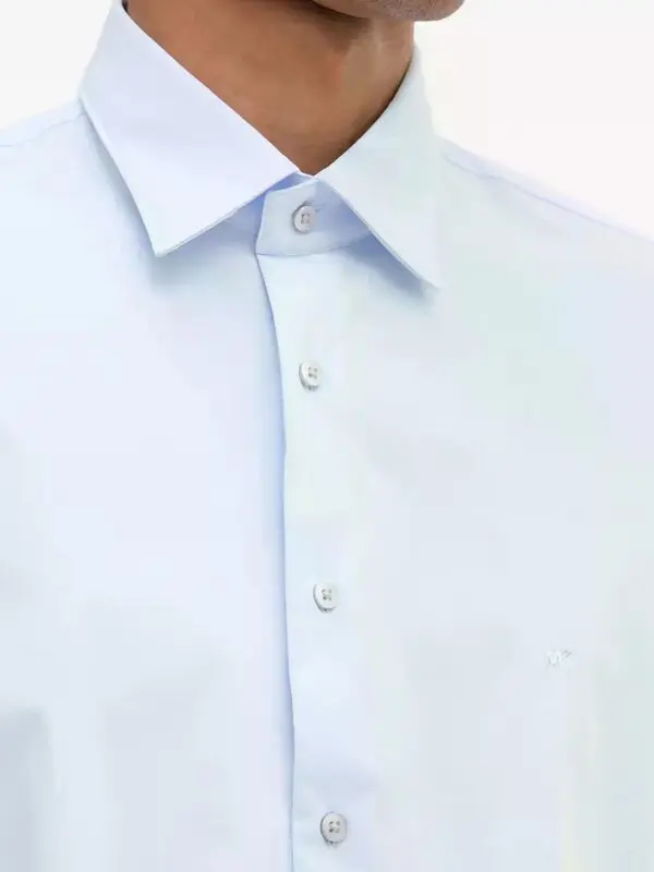 Michael Kors Logo-embroidered Long-sleeve Shirt - Blue