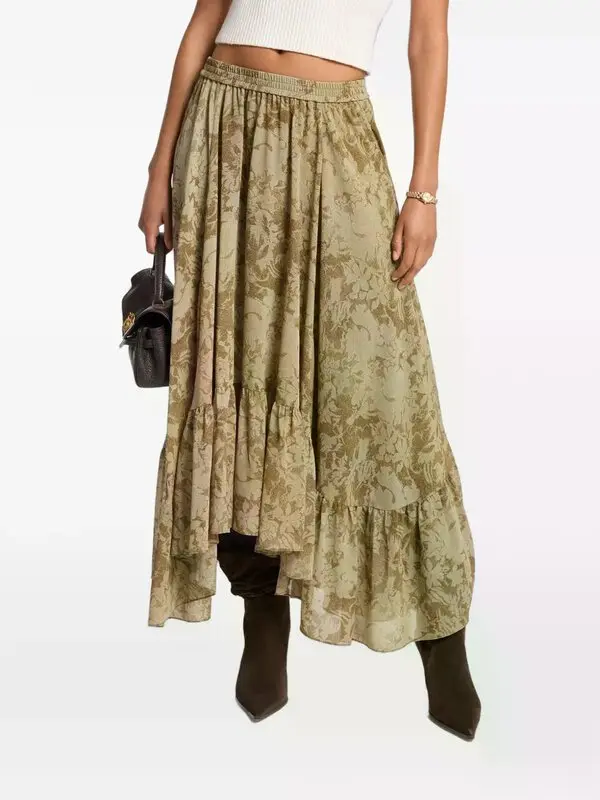 Michael Kors Floral-print Ruffled Skirt - Neutrals