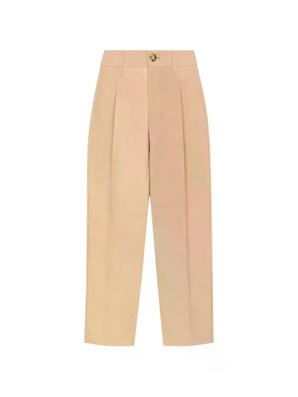 AMI Paris Pleated Straight-leg Trousers - Neutrals