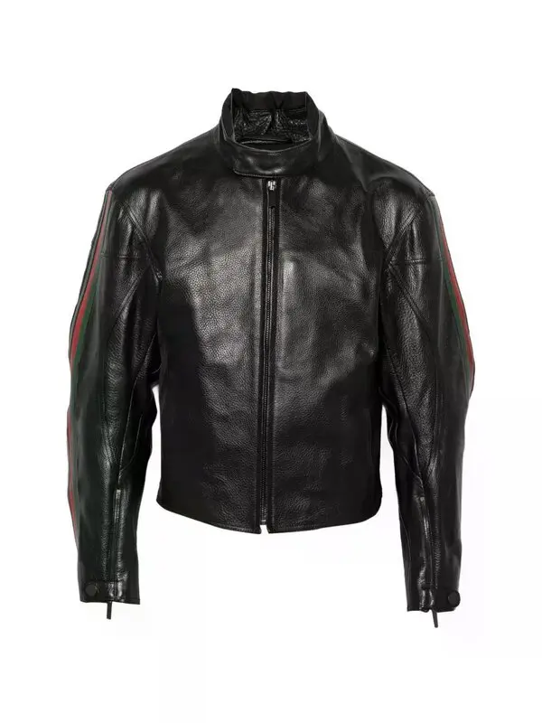 Gucci Web-stripe Leather Jacket