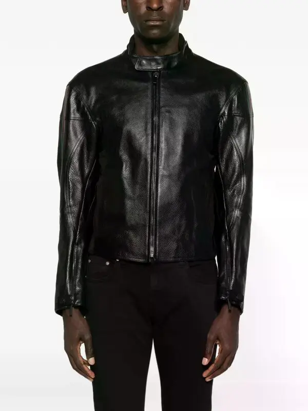 Gucci Web-stripe Leather Jacket