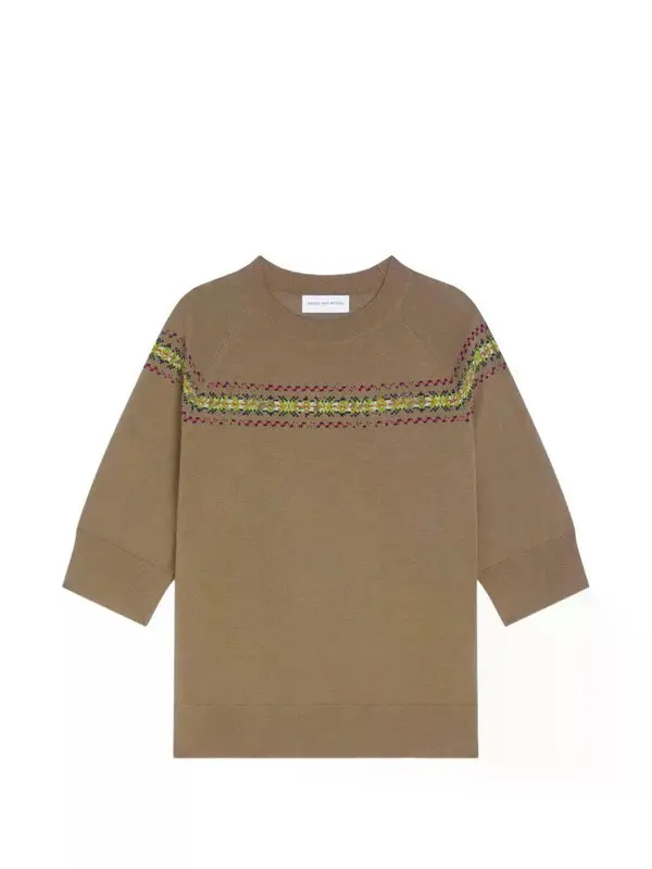 Dries Van Noten Embroidered Wool Sweater - Neutrals
