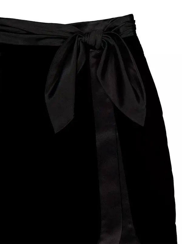 Saint Laurent Velvet Bow Detail Wrap Skirt