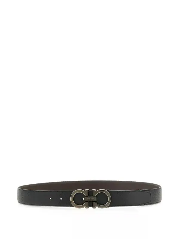 FERRAGAMO Reversible And Adjustable Gancini Belt - Black